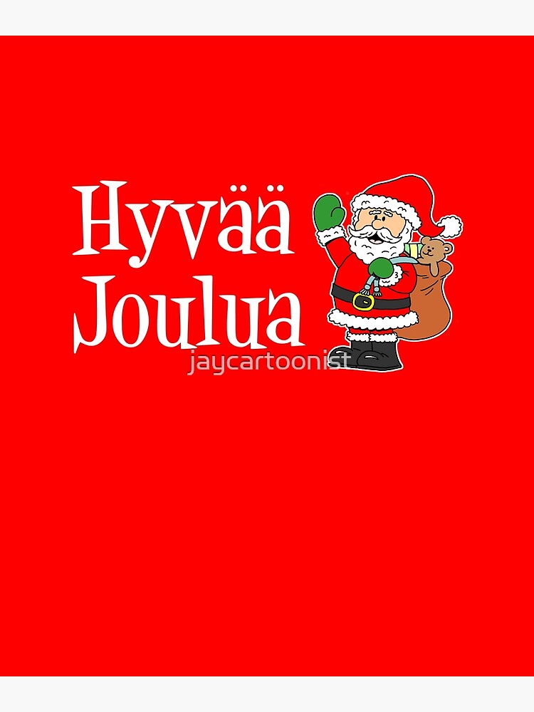 Póster «Hyvaa Joulua Finlandesa Feliz Navidad Dibujos Animados Santa ...