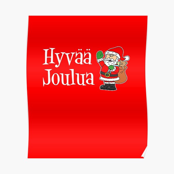 Póster «Hyvaa Joulua Finlandesa Feliz Navidad Dibujos Animados Santa ...