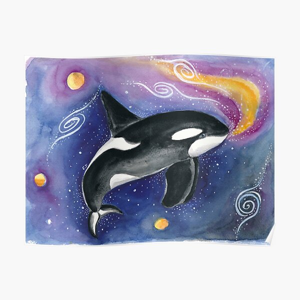 "Orca Whale Galaxy Cosmic Universe Watercolor " Poster for Sale by ...