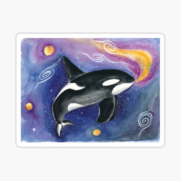 "Orca Whale Galaxy Cosmic Universe Watercolor " Sticker for Sale by ...