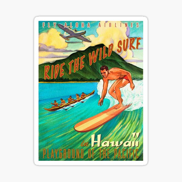 "Vintage Hawaii Surf " Sticker for Sale by olivial0624 | Redbubble