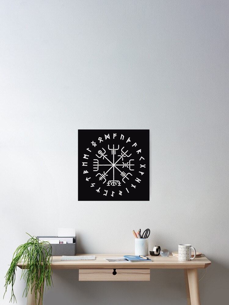 "Viking Norse Protection Compass with Circle Runes Grunge Texture ...