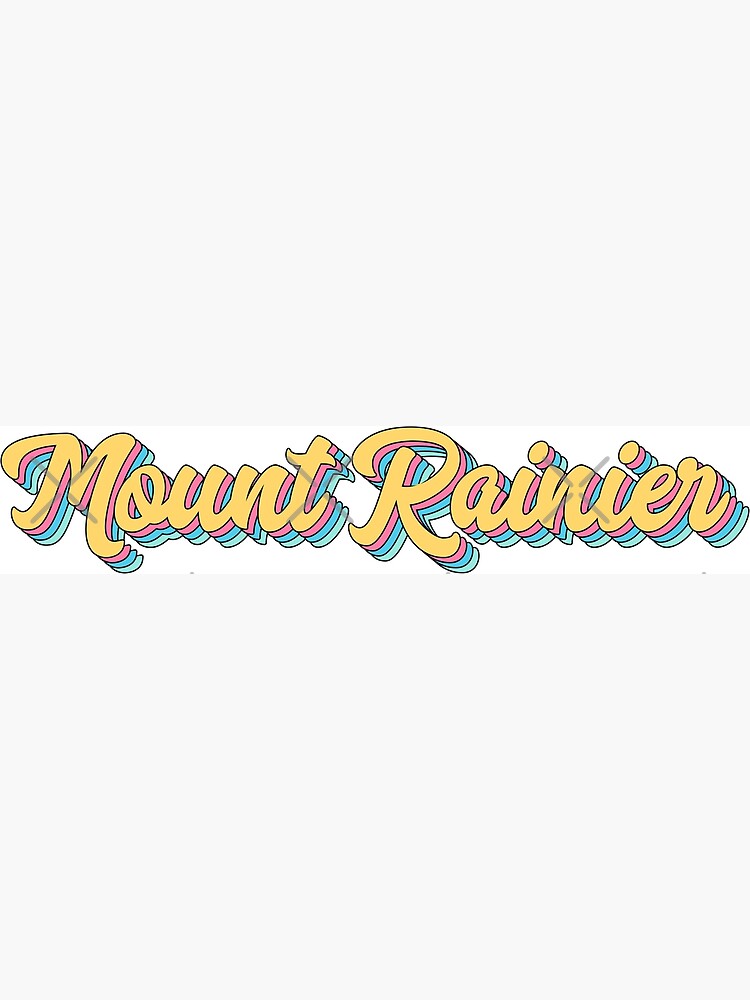 Mount Rainier Retro Yellow Script Premium Matte Vertical Poster sold by ...