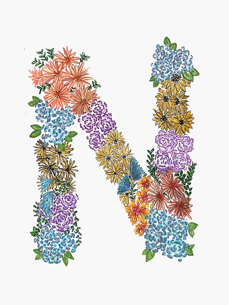 "letter N" Sticker for Sale by NoraDesign | Redbubble