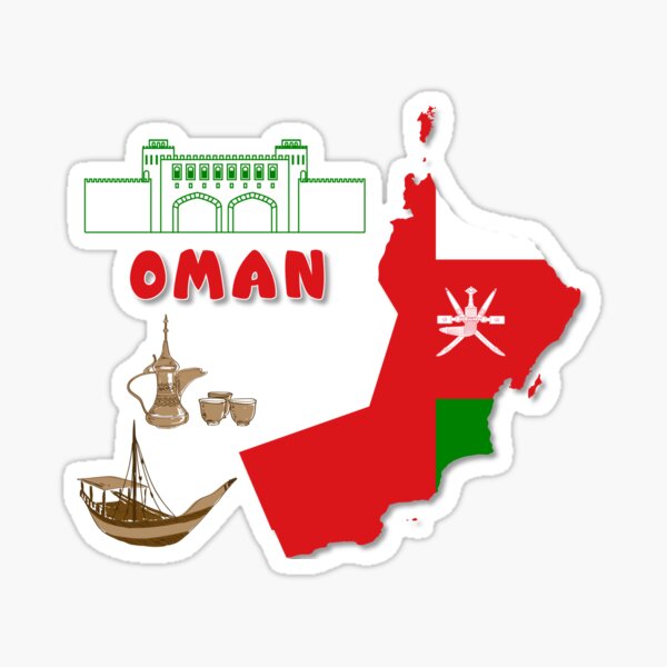 "Oman country flag inside map tourist attractions" Sticker for Sale by ...