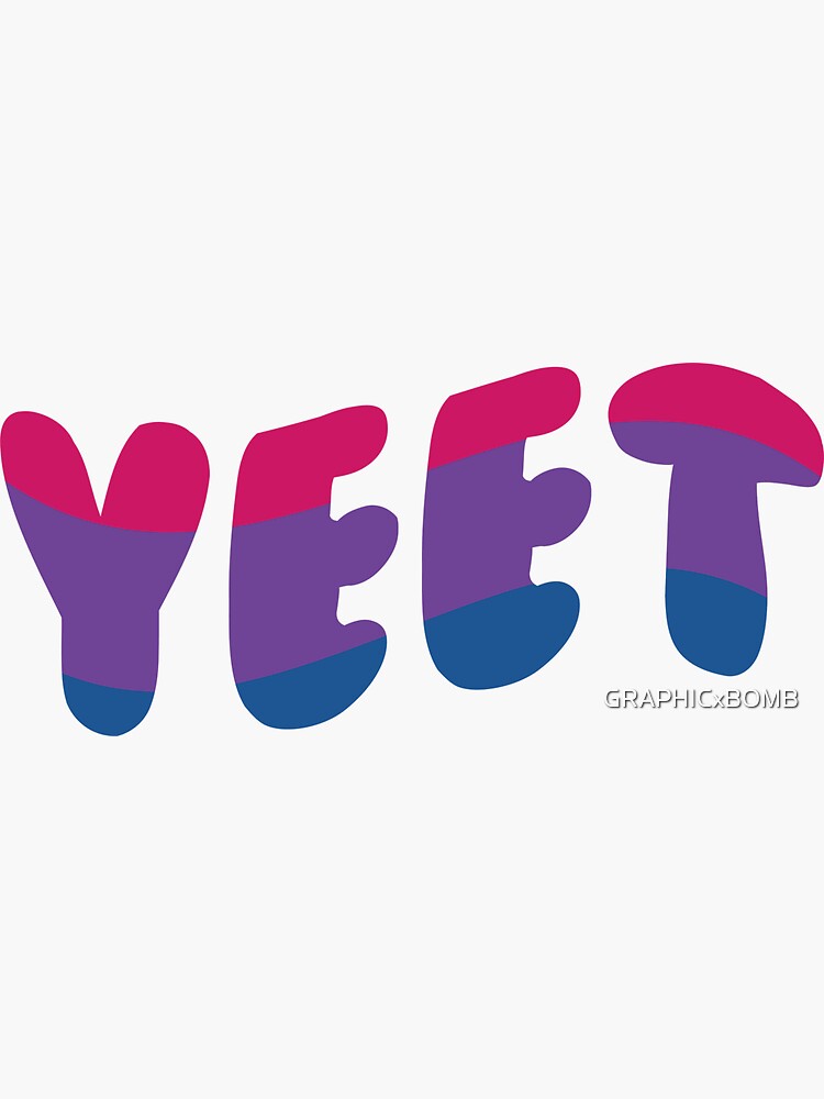 "Yeet Meme Typography Bi Pride Flag Colors Funny LGBTQ Pink Purple Blue ...