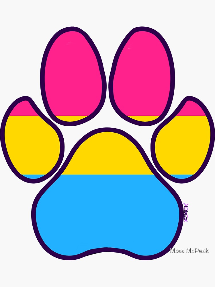 "Furry pride pansexual paw print" Sticker by Lilac-chan | Redbubble