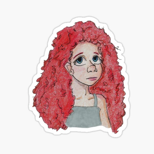 "Red Haired Girl" Sticker by stuff-by-angie | Redbubble