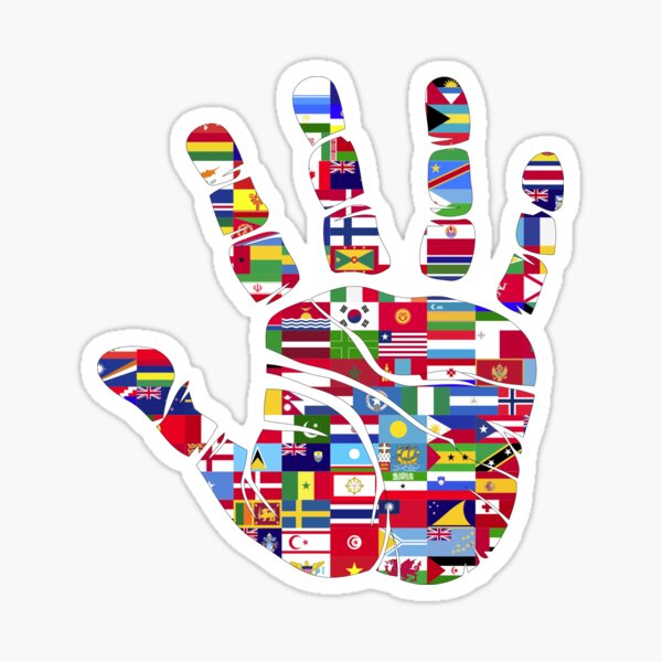 "Flags of the world in shape of a hand" Sticker for Sale by DusicaP ...