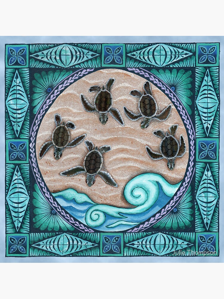 "Baby green sea turtles tapa siapo tribal" Sticker by featherladyJT ...