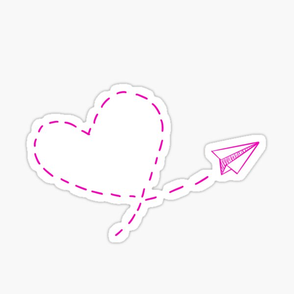 "Pink Paper Airplane Heart Doodle" Sticker for Sale by megankillinger ...
