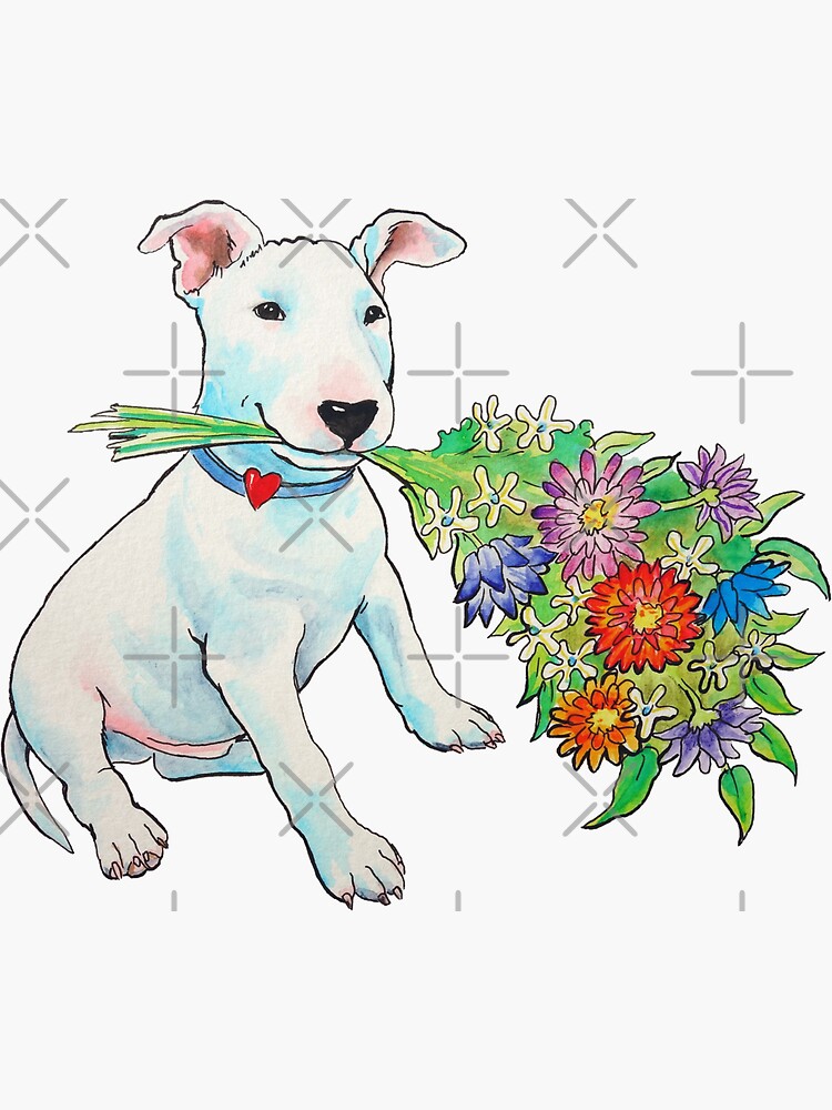 "Bull Terrier puppy Thank You" Sticker for Sale by Noewi | Redbubble