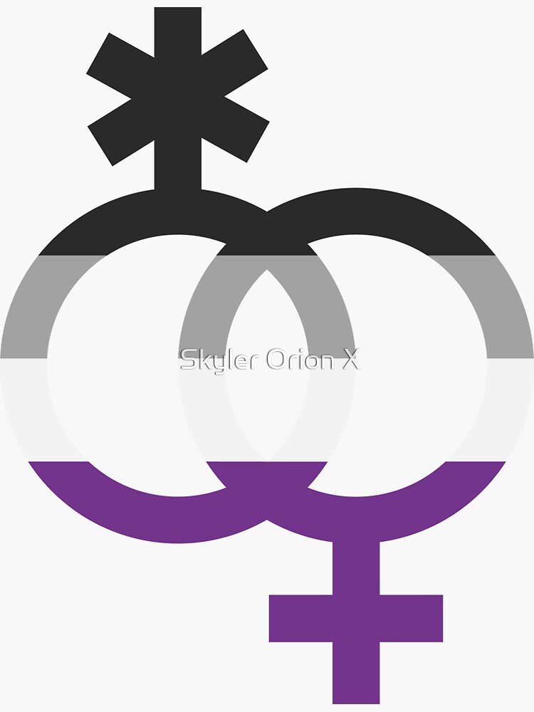 "nblw/wlnb & ace, interlocking symbols with asexual flag" Sticker for ...