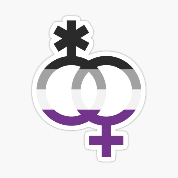 "nblw/wlnb & ace, interlocking symbols with asexual flag" Sticker for ...