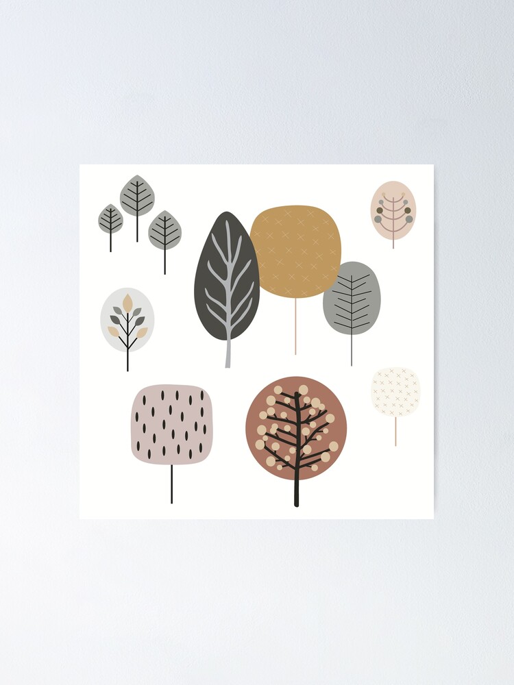 "Mid Century Modern Trees" Poster for Sale by KelaDesigns | Redbubble