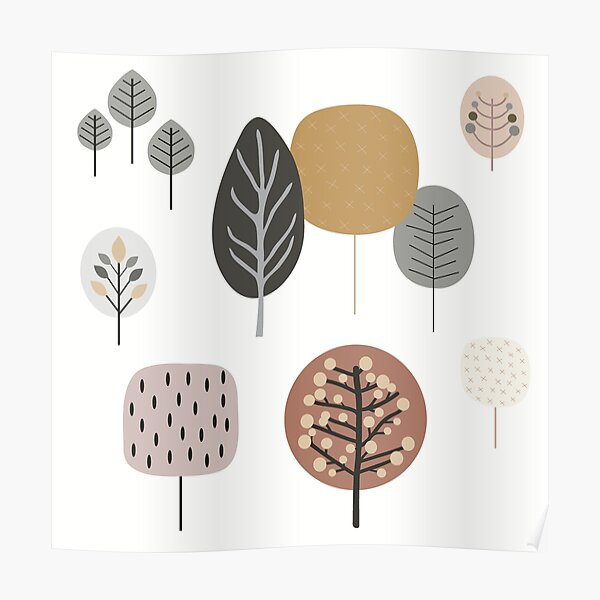 "Mid Century Modern Trees" Poster for Sale by KelaDesigns | Redbubble