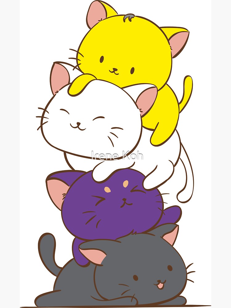 "Nonbinary Pride Flag Kawaii Cats Cute LGBTQ Non-binary Kitty for Enby" Magnet for Sale by ...