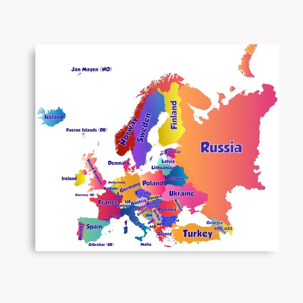 "Political map of Europe borders and country names" Metal Print for ...