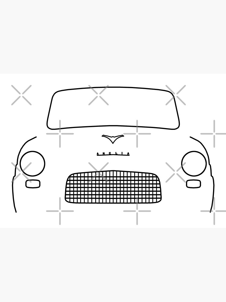 "Ford Anglia 100E 1958 British classic car outline graphic (black ...