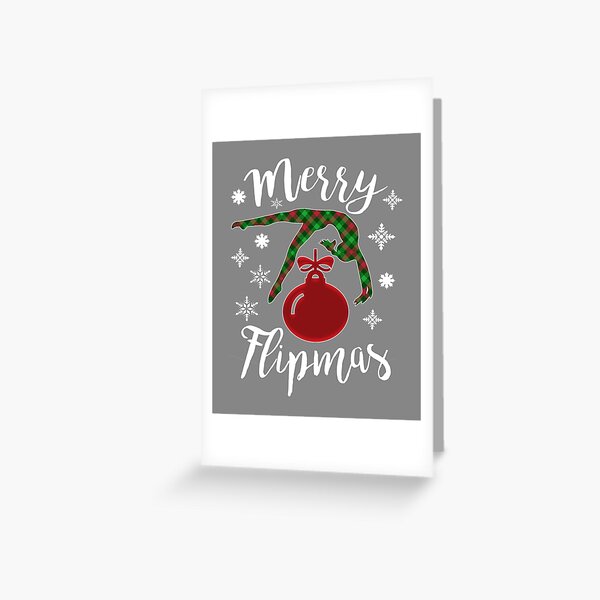 "Top Fun Merry Flipmas Christmas Gymnastics Design" Greeting Card for ...