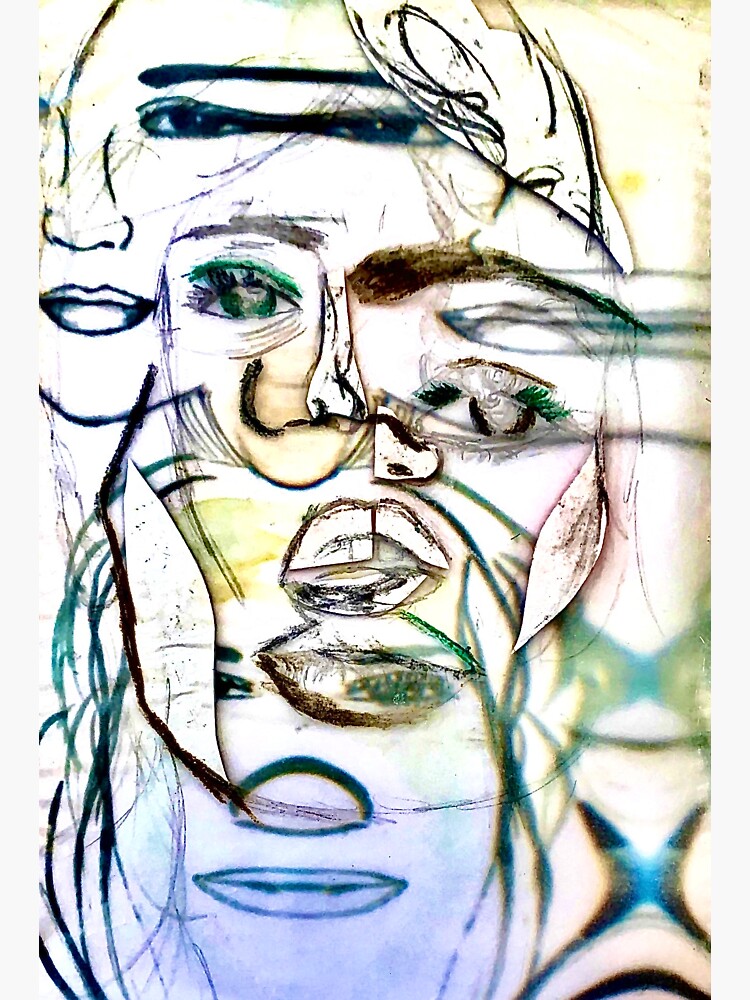 "Face Distortion " Sticker by MHIllustration | Redbubble