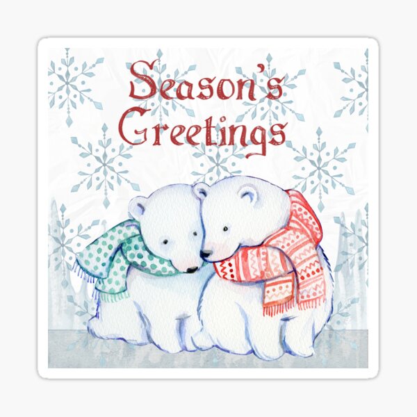 "Seasons greetings Christmas winter polar bears" Sticker by CrazyCatx ...