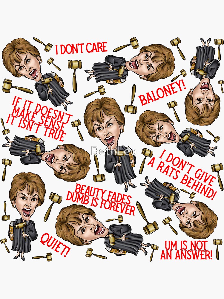 "White Judge Judy Print " Sticker by BethLeo | Redbubble