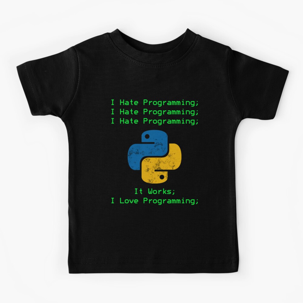 Camiseta para niños «Python Odio el diseño del terminal de programación ...