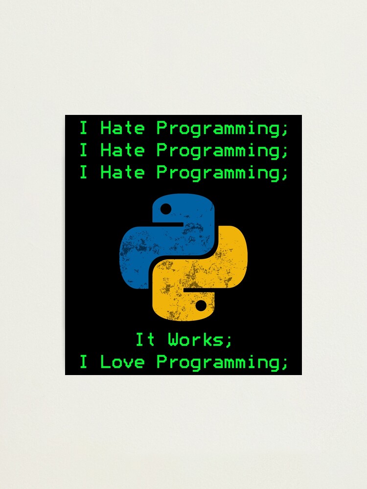 "Python I Hate Programming Terminal Design I Love Programming Funny Developer Sticker Mask ...