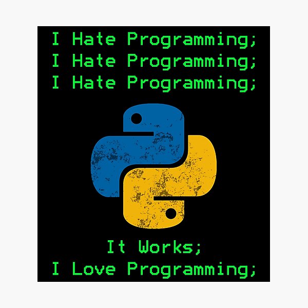 "Python I Hate Programming Terminal Design I Love Programming Funny Developer Sticker Mask ...