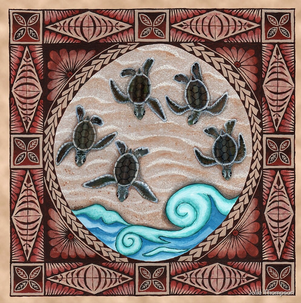 "Baby Sea Turtles tapa siapo South Pacific" by Julie Thompson | Redbubble