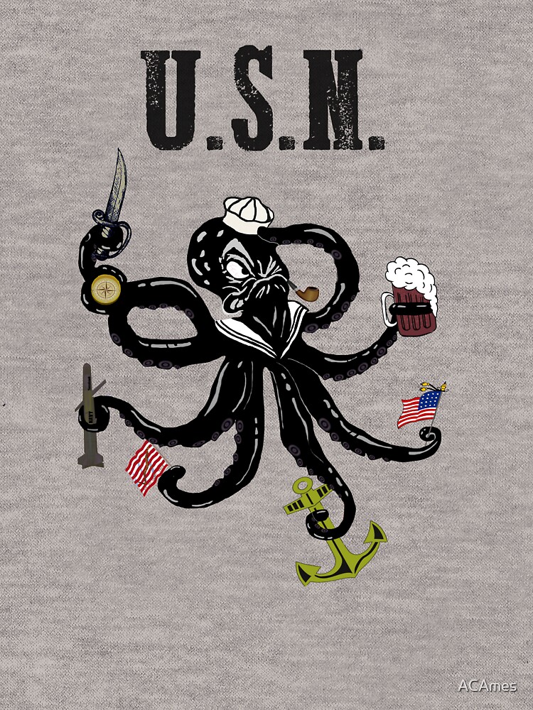 "Navy Octopus" Lightweight Hoodie by ACAmes | Redbubble