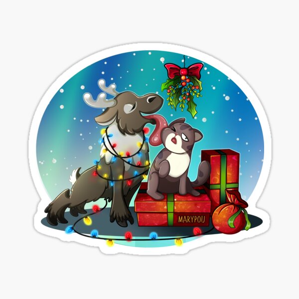 "Christmas & Pou" Sticker for Sale by MaryPou | Redbubble