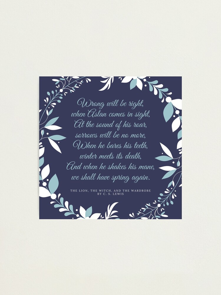 "Narnia Poem, The Lion, the Witch, and the Wardrobe" Photographic Print ...