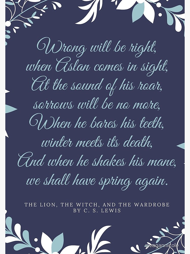 "Narnia Poem, The Lion, the Witch, and the Wardrobe" Spiral Notebook ...