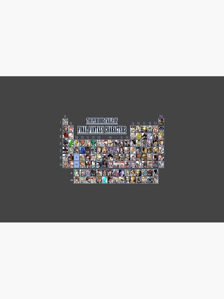 "The periodic table of Final Fantasy Characters" Zipper Pouch for Sale ...