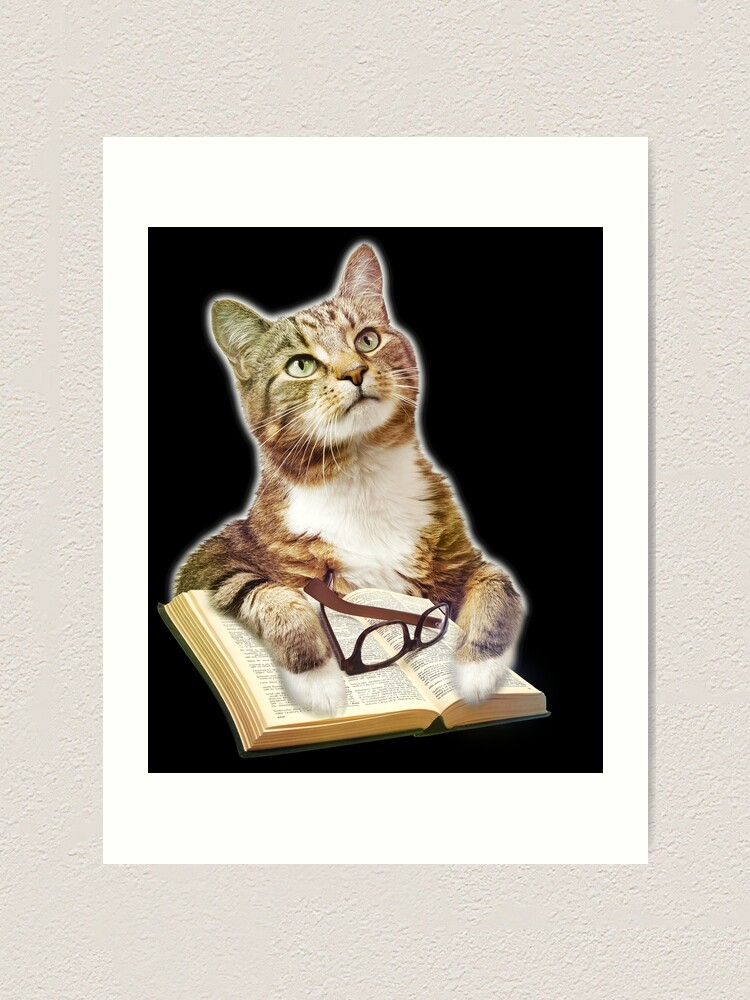 "Funny Cat Reading Book Meme Style Gift Design Idea graphic" Art Print ...