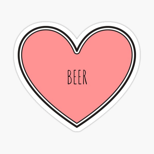 "Pink Heart Beer Graphic Design" Sticker by angelmalfoy | Redbubble