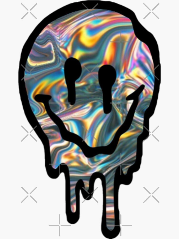 "Holographic Drippy Smiley Face" Sticker for Sale by lolsammy910 ...