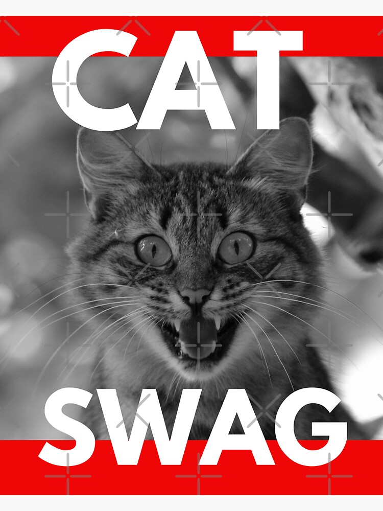 "CAT SWAG Red and White Photo Design 013" Sticker for Sale by ...