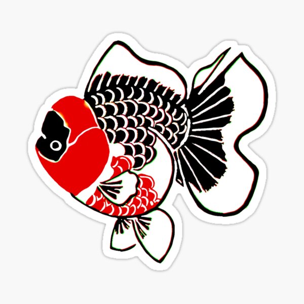 "Oranda Tri Color Goldfish Logo 9" Sticker for Sale by Nosnah | Redbubble