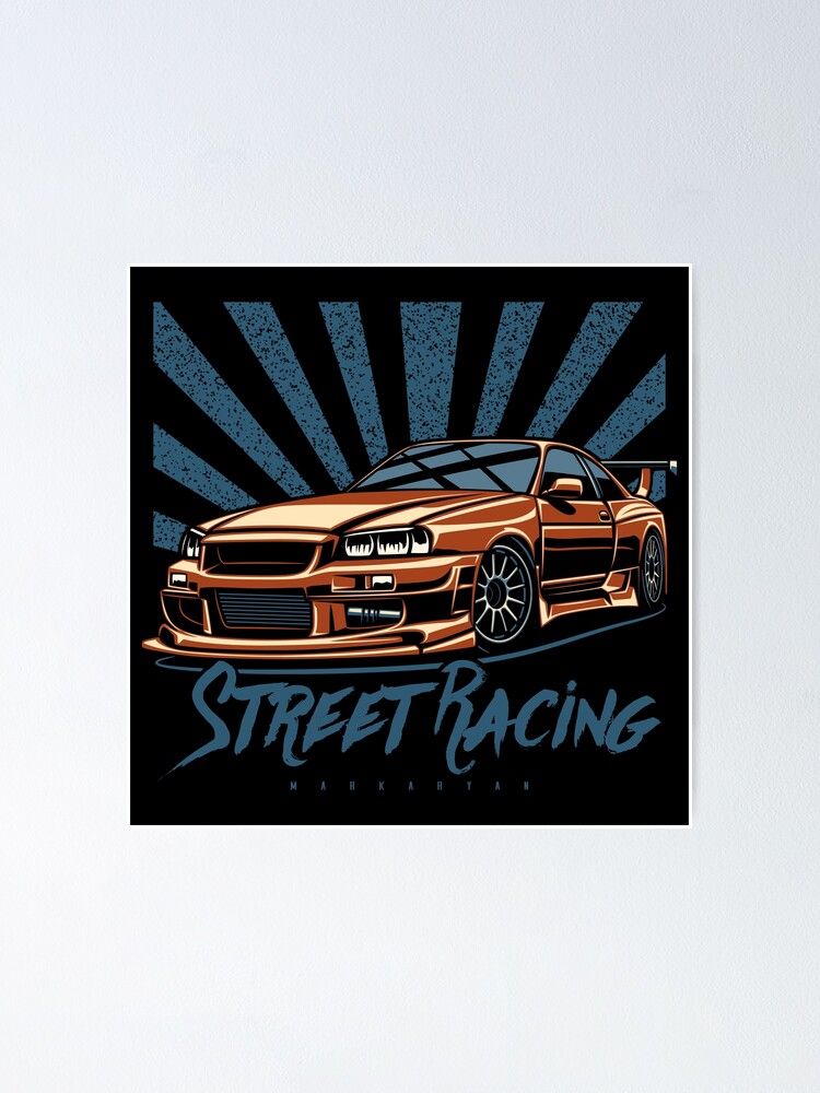 "Street racing. Skyline GTR R34" Poster by OlegMarkaryan | Redbubble