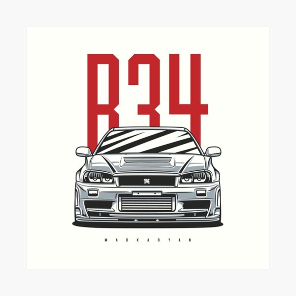 "Skyline R34 GTR" Art Print for Sale by OlegMarkaryan | Redbubble