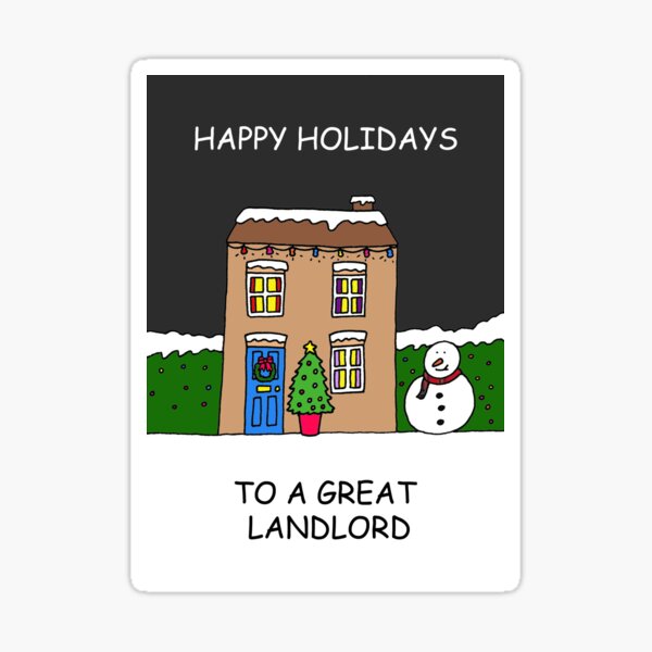 "Happy Holidays to a Great Landlord Festive House" Sticker for Sale by ...