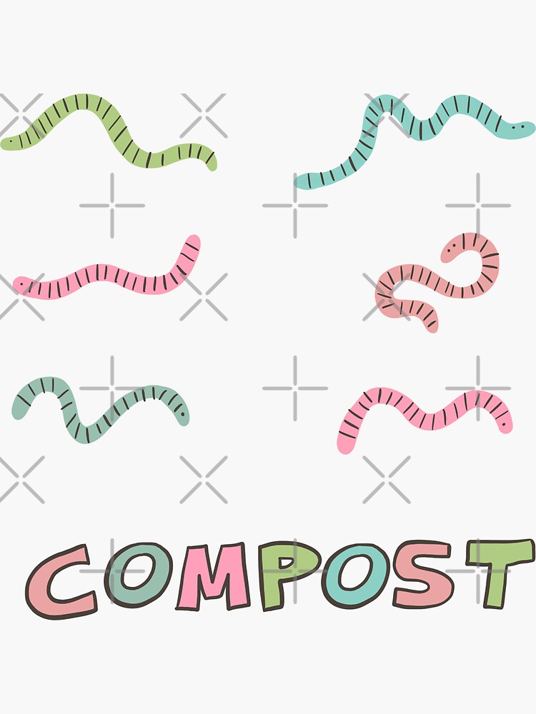 "Cute compost earthworms. Funny worms." Sticker for Sale by ...