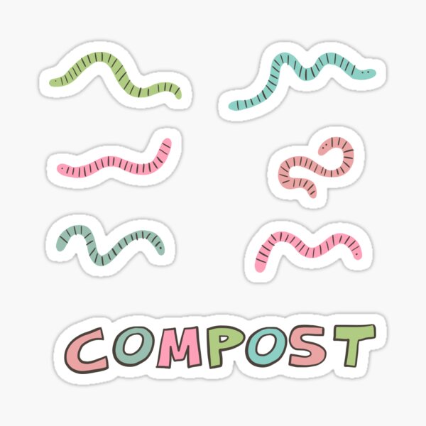 "Cute compost earthworms. Funny worms." Sticker for Sale by ...