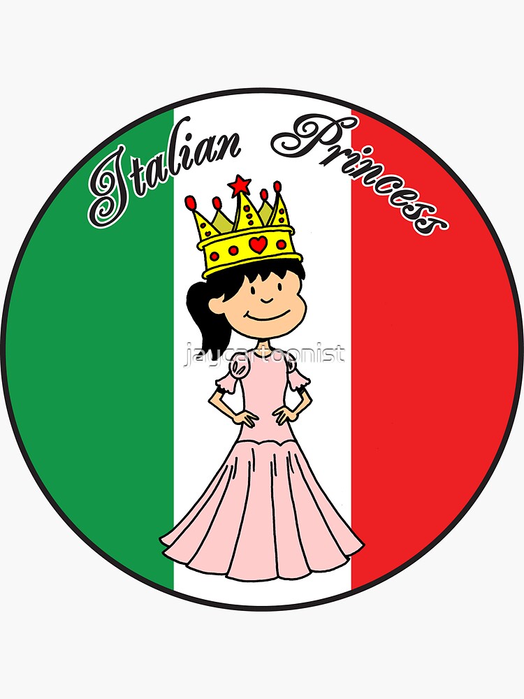 Pegatina «Princesa italiana bandera de italia chica de dibujos animados ...