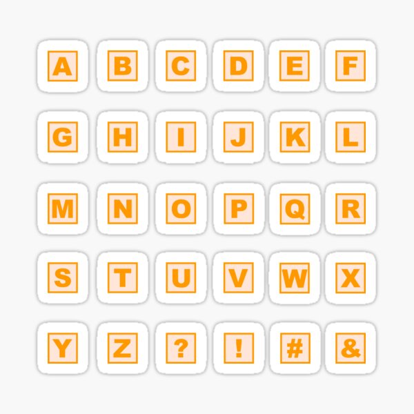 "Orange alphabet pack. Orange letters" Sticker by OkihanaShop | Redbubble