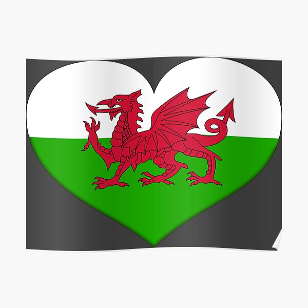 "I Love Wales - Heart Welsh Dragon" Poster for Sale by SolarCross ...