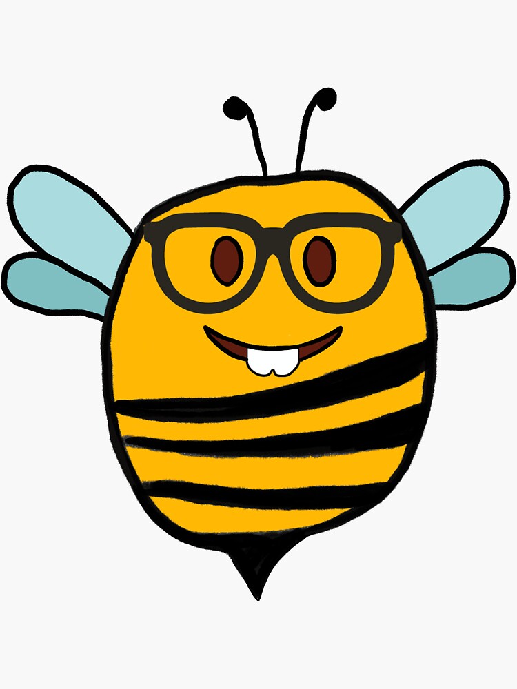 "BEEmoji Nerd Face Emoji Bee Character | Emobees" Sticker for Sale by ...